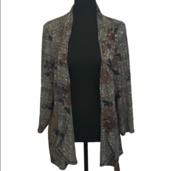 Apt. 9 | Sweaters | Gray Cardigan With Muted Flowers | Poshmark